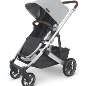 Cruz V2 Stroller - Stella (Grey Brushed mélange/Silver/Chestnut Leather) + MESA V2 Infant Car Seat - Stella (Grey Melange)