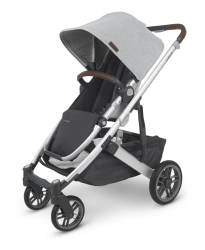 Cruz V2 Stroller - Stella (Grey Brushed mélange/Silver/Chestnut Leather) + MESA V2 Infant Car Seat - Stella (Grey Melange)