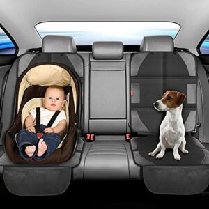 LUILANC Car Seat Protector with Thickest Padding,Waterproof 600D Fabric Child Baby Seat Protector with Storage Pockets,Non-Slip Pets Cover Leather Reinforced Vehicle Seat 1 Pack (Black)