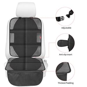 LUILANC Car Seat Protector with Thickest Padding,Waterproof 600D Fabric Child Baby Seat Protector with Storage Pockets,Non-Slip Pets Cover Leather Reinforced Vehicle Seat 1 Pack (Black)