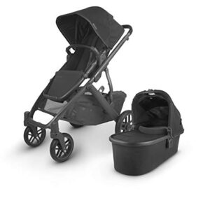 UPPAbaby Vista V2 Stroller - Jake (Black/Carbon/Black Leather) + Upper Adapter + RumbleSeat V2- Jake (Black/Carbon/Black Leather)