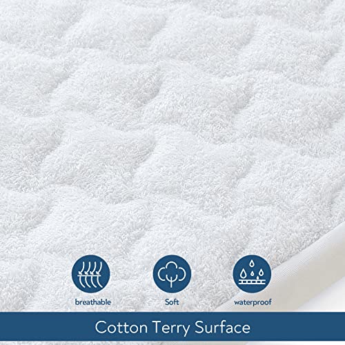 Multiple Sizes(16 Sizes), Bassinet Mattress Pad Cover for Moses Basket, UPPAbaby Bassinet and BABYBJORN Cradle, Waterproof Quilted Bassinet Mattress Protector, Cotton Terry Surface, 2 Pack, 13" x 30"