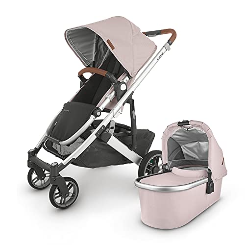 UPPAbaby Cruz V2 Stroller - Alice (Dusty Pink/Silver/Saddle Leather) + Bassinet - Alice (Dusty Pink/Silver)