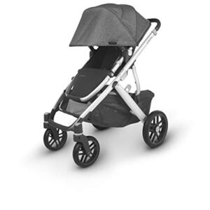 UPPAbaby Vista V2 Stroller - Jordan (Charcoal Melange/Silver/Black Leather) + Upper Adapters + RumbleSeat V2- Jordan (Charcoal Melange/Silver/Black Leather)