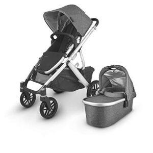 UPPAbaby Vista V2 Stroller - Jordan (Charcoal Melange/Silver/Black Leather) + Upper Adapters + RumbleSeat V2- Jordan (Charcoal Melange/Silver/Black Leather)