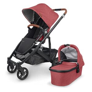 cruz v2 stroller – lucy (rosewood mélange/carbon/saddle leather) + bassinet – lucy (rosewood mélange/carbon)