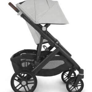 Vista V2 Stroller -Anthony (White & Grey Chenille/Carbon/Chestnut Leather) + Travel Bag for Vista, Vista V2, Cruz, Cruz V2)