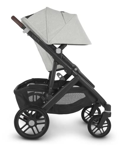 Vista V2 Stroller -Anthony (White & Grey Chenille/Carbon/Chestnut Leather) + Travel Bag for Vista, Vista V2, Cruz, Cruz V2)