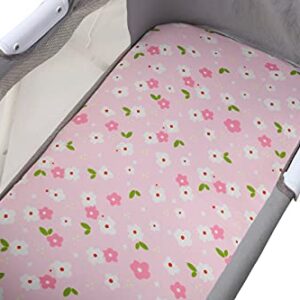 Bassinet Sheets Set 3 Pack for Baby Girl, Stretchy Soft Jersey Knitted Fitted Sheet Universal for Oval Rectangle and Hourglass Bassinet Mattress, Pink Floral