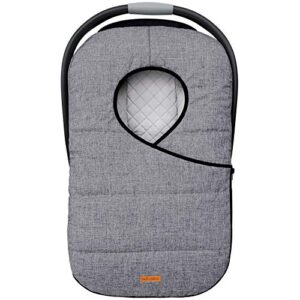 liuliuby winter baby car seat cover – cold weather insulated carseat bunting bag/blanket accessories for newborn & infant – keeps babies warm and cozy – carrier canopy for boys & girls (heather gray)