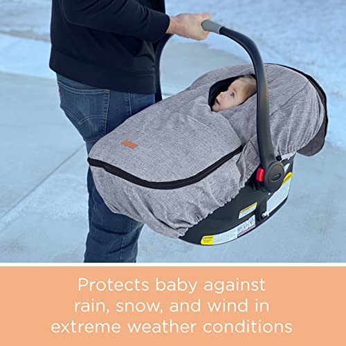 liuliuby Winter Baby Car Seat Cover - Cold Weather Insulated Carseat Bunting Bag/Blanket Accessories for Newborn & Infant - Keeps Babies Warm and Cozy - Carrier Canopy for Boys & Girls (Heather Gray)