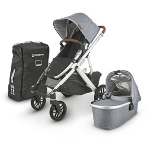 vista v2 stroller –  gregory (blue melange/silver/saddle leather)+ travel bag for vista, vista v2, cruz, cruz v2)