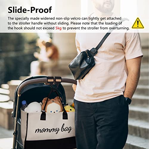 TOPDesign Universal Baby Stroller Organizer, Stroller Caddy with Heightened Insulated Cup Holders & Non-Slip Secure Hooks Accessories, Fits Most Strollers, Machine Washable (Grey)