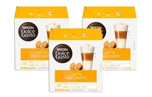 dolce gusto nescafe coffee pods, latte macchiato, 16 count (pack of 3)