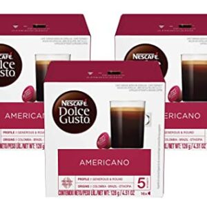 Dolce Gusto Nescafe Coffee Pods, Americano, Capsules, 16 Count, Pack of 3