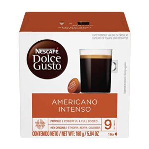 nestle coffee mate dolce gusto nescafe pods, americano intenso, 16 count, pack of 3