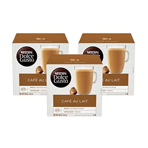 Nescafe Dolce Gusto Coffee Pods, Cafe Au Lait,16 Count (Pack of 3)