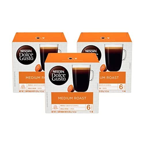 Nescafe Dolce Gusto Coffee Pods, Medium Roast, 16 Capsules (Pack of 3)