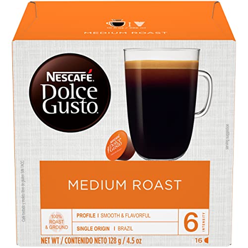 Nescafe Dolce Gusto Coffee Pods, Medium Roast, 16 Capsules (Pack of 3)