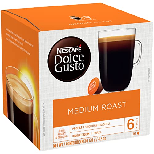 Nescafe Dolce Gusto Coffee Pods, Medium Roast, 16 Capsules (Pack of 3)