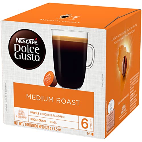 Nescafe Dolce Gusto Coffee Pods, Medium Roast, 16 Capsules (Pack of 3)