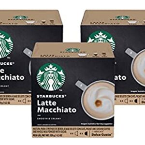 Dolce Gusto Starbucks Coffee, Latte Macchiato, (Packaging May Vary) 12 Count, Pack of 3