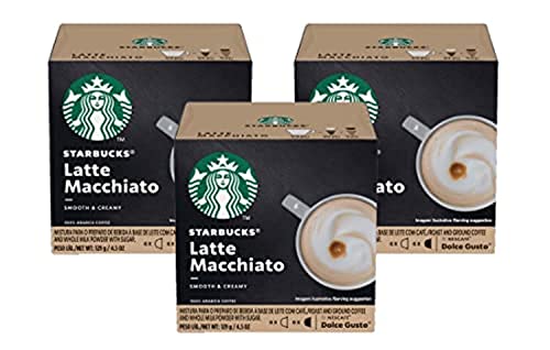 Dolce Gusto Starbucks Coffee, Latte Macchiato, (Packaging May Vary) 12 Count, Pack of 3