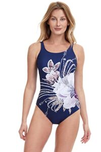 gottex women’s standard dolce vita mastectomy one piece, navy/pink, 48