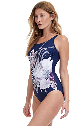 Gottex Women's Standard Dolce Vita Mastectomy One Piece, Navy/Pink, 48