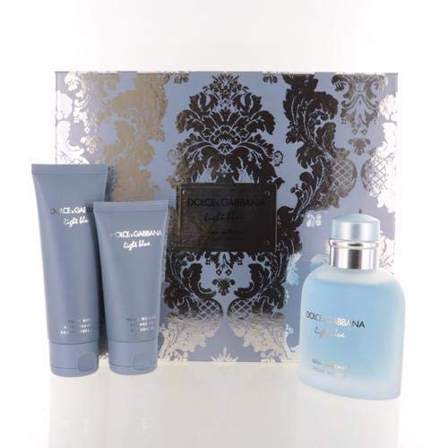 D & G LIGHT BLUE EAU INTENSE MEN 3 PIECE GIFT SET - 3.3 OZ EAU DE PARFUM SPRAY by DOLCE & GABBANA