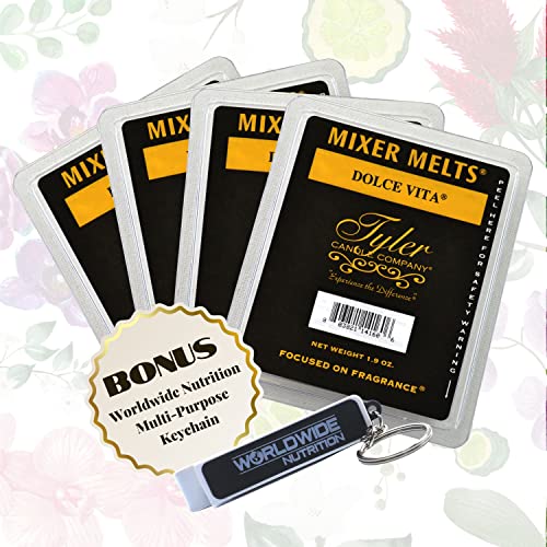 Worldwide Nutrition Tyler Candle Company Dolce Vita Scent Wax Melts - Soy Wax Scented Mixer Melts with Essential Oils for Wax Warmer - Pack of 4, 6 Bars per Melt Multi Purpose Key Chain