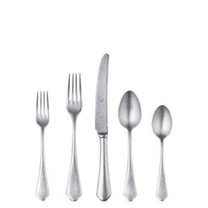 mepra dolce vita cutlery set – [5 pieces set] pewter finish, dishwasher safe cutlery