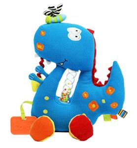 dolce play and learn dino interactive stuffed animal plush toy 14″, educational sensory holiday gift for kids