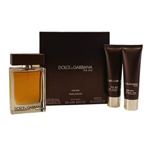 dolce & gabbana the one for men 3 pc set (3.4 oz edt spray + 1.6 oz after shave balm + 1.6 oz shower gel