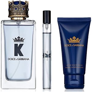 Dolce & Gabbana K for Men 3 Piece Set (3.4 Ounce Eau de Toilette Spray, 1.6 Ounce After Shave Balm + 0.33 Ounce Travel Spray)