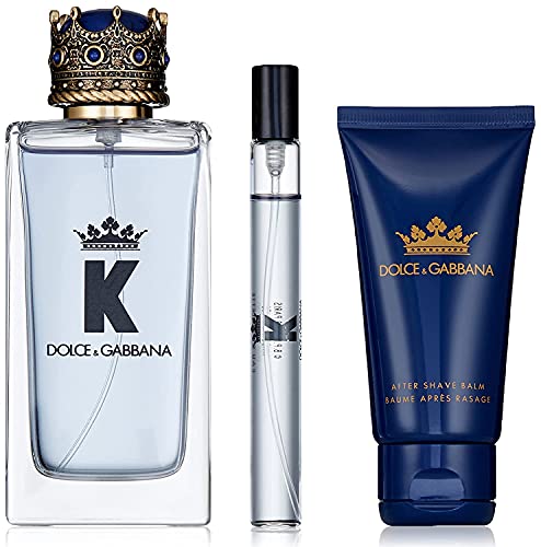 Dolce & Gabbana K for Men 3 Piece Set (3.4 Ounce Eau de Toilette Spray, 1.6 Ounce After Shave Balm + 0.33 Ounce Travel Spray)