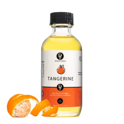 Tangerine Flavor Concentrate for Food & Cosmetics – 2 Oz. Multipurpose Tangerine Flavoring Oil for Lip Gloss, Pastries, & Candies in Glass Bottle – Confection & Candy Flavoring Oils by Dolce Foglia