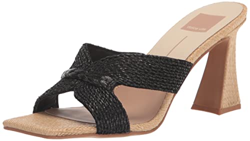 Dolce Vita womens Nitro Heeled Sandal, Black Raffia, 8 US