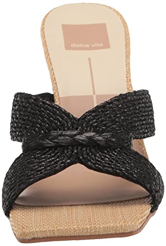 Dolce Vita womens Nitro Heeled Sandal, Black Raffia, 8 US