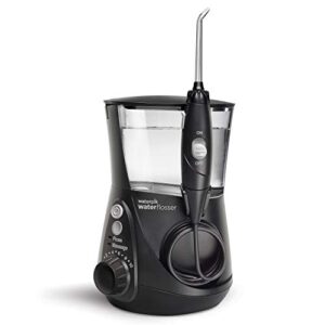 waterpik aquarius water flosser professional for teeth, gums, braces, dental care, electric power with 10 settings, 7 tips for multiple users and needs, ada accepted, black wp-662