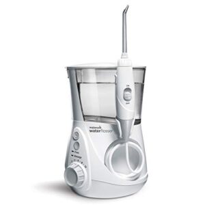 waterpik aquarius water flosser professional for teeth, gums, braces, dental care, electric power with 10 settings, 7 tips for multiple users and needs, ada accepted, white wp-660