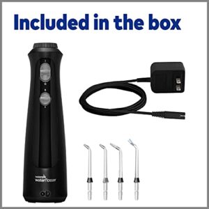 Waterpik Cordless Pearl Water Flosser Rechargeable Portable Water Flosser for Teeth, Gums, Braces Care and Travel with 4 Flossing Tips, ADA Accepted, WF-13 Black