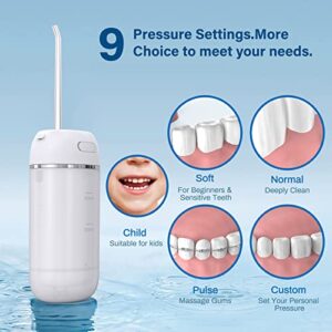 Water Flosser Cordless for Teeth, PONYFREE Mini Portable Oral Irrigator with 9 Pressure Modes, Water Teeth Cleaner Pick, Unique Pressure Stabilization Technology, IPX7 Waterproof for Home Travel