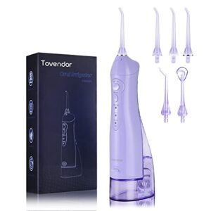 tovendor electric water flosser, cordless dental oral irrigator – 3 modes, 5 tips for family hygiene (300ml, waterproof waterflosser)