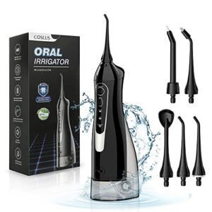 water dental flosser teeth pick: portable cordless oral irrigator 300ml rechargeable travel irrigation cleaner ipx7 waterproof electric waterflosser traveling flossing machine for teeth cleaning