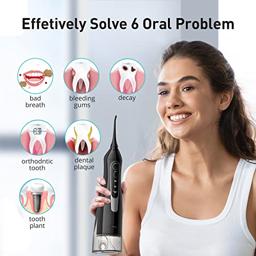 Water Dental Flosser Teeth Pick: Portable Cordless Oral Irrigator 300ML Rechargeable Travel Irrigation Cleaner IPX7 Waterproof Electric Waterflosser Traveling Flossing Machine for Teeth Cleaning