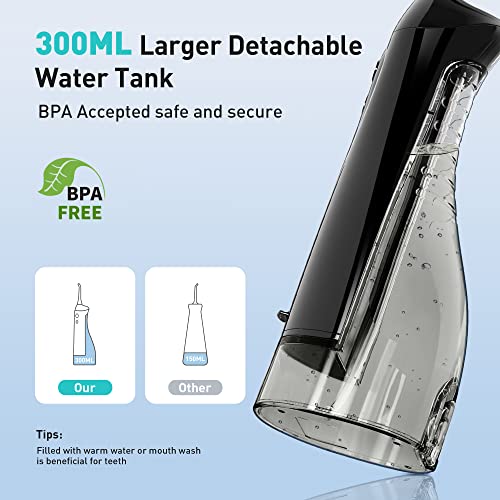 Water Dental Flosser Teeth Pick: Portable Cordless Oral Irrigator 300ML Rechargeable Travel Irrigation Cleaner IPX7 Waterproof Electric Waterflosser Traveling Flossing Machine for Teeth Cleaning