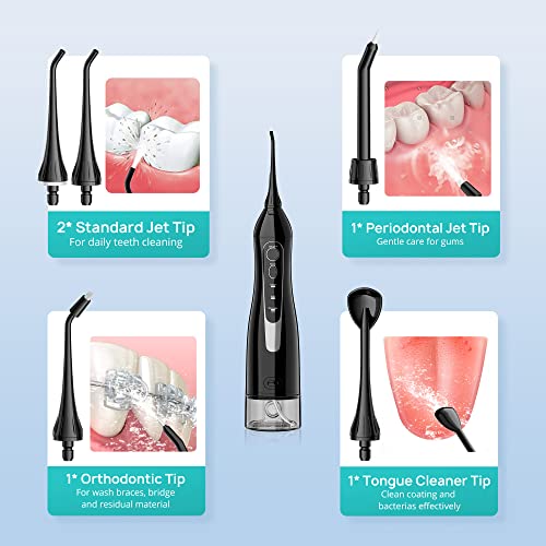 Water Dental Flosser Teeth Pick: Portable Cordless Oral Irrigator 300ML Rechargeable Travel Irrigation Cleaner IPX7 Waterproof Electric Waterflosser Traveling Flossing Machine for Teeth Cleaning