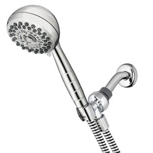 waterpik high pressure powerpulse massage hand held, 2.5 gpm, chrome detachable shower head with 7 spray settings and 5′ hose, xro-763