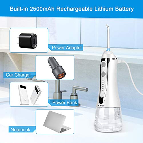 H2ofloss Cordless Water Dental Flosser, Portable Oral Irrigator for Teeth, Braces, Rechargeable & IPX7 Waterproof Teeth Cleaner for Home Travel